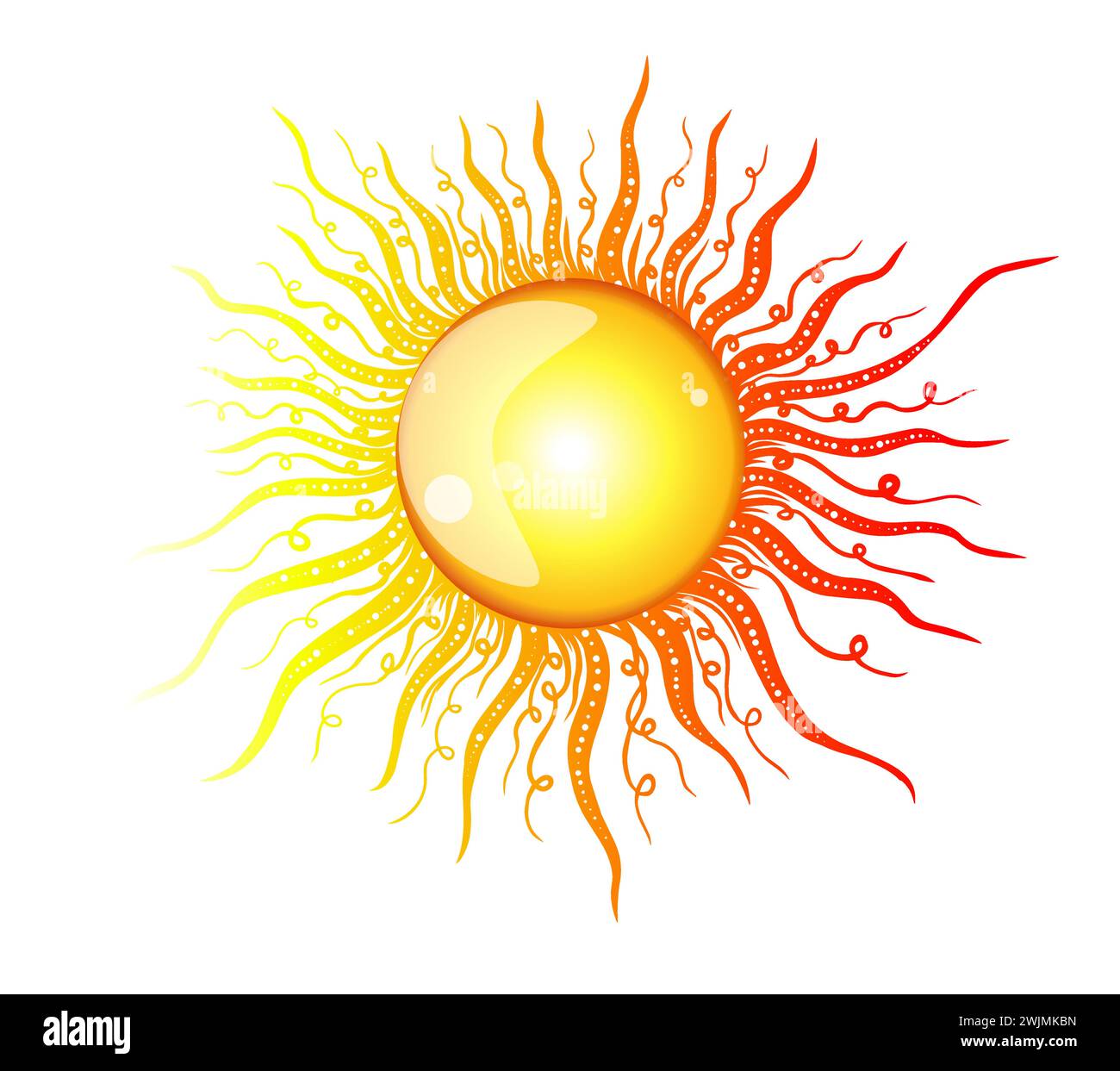 Shining sun object. hand drawing. Not AI. Vector illustration Stock ...