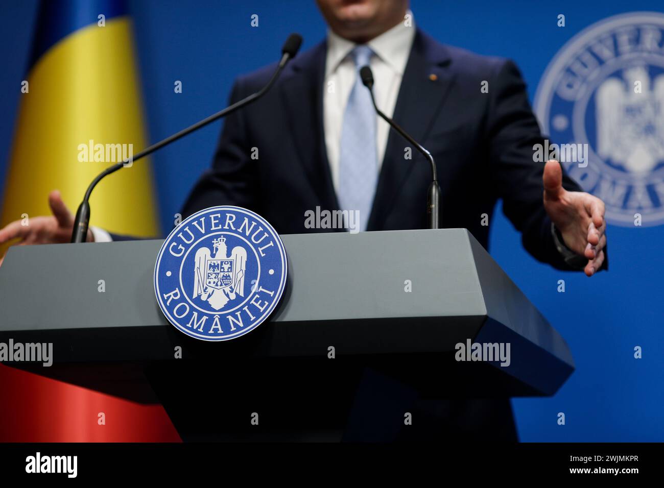 Bucharest, Romania - February 16, 2024: Details with the Romanian ...