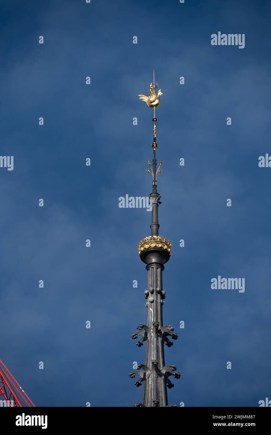 Paris, France - 02 15 2024: Notre Dame de Paris. View of the spire ...