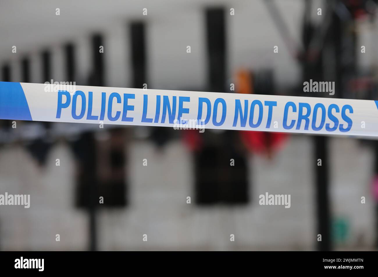 A police tape is seen near a crime scene in central London. (Photo by ...