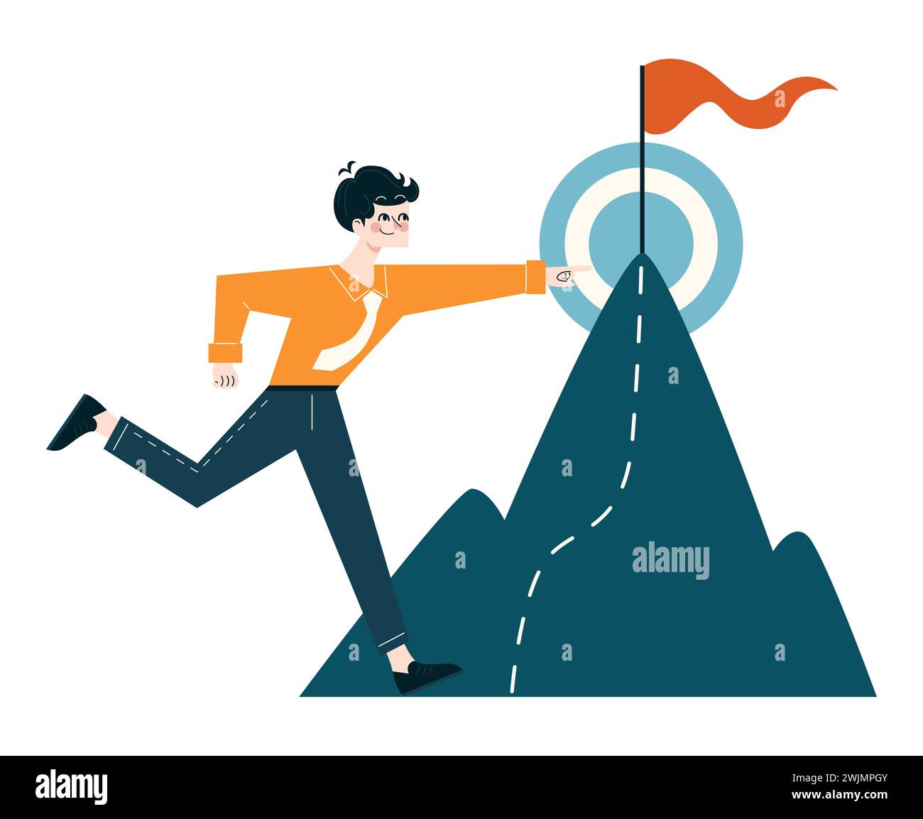 Business People concept. Aspiring entrepreneur achieves summit of ...