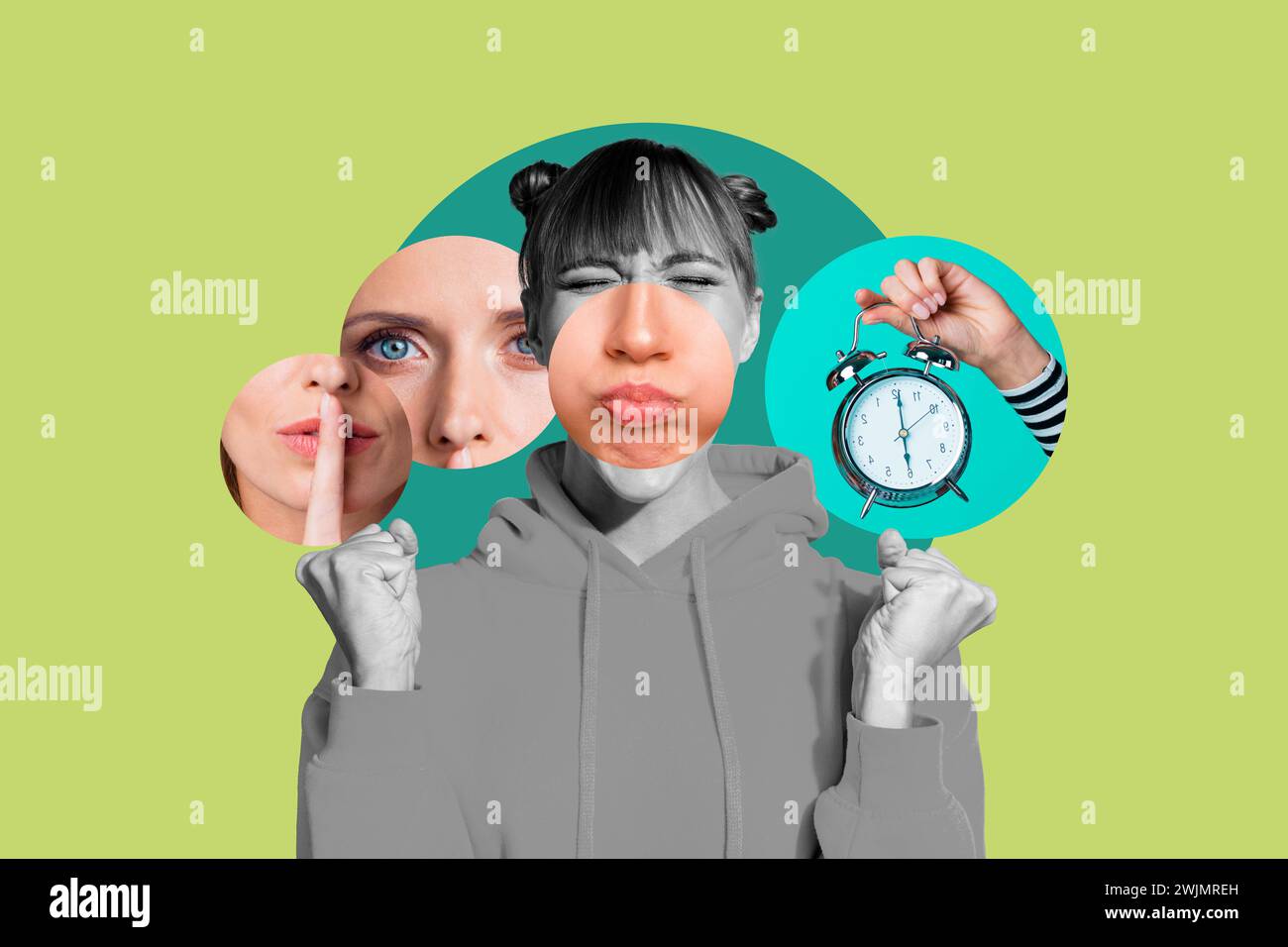 Composite collage picture image of different face parts nervous female ...