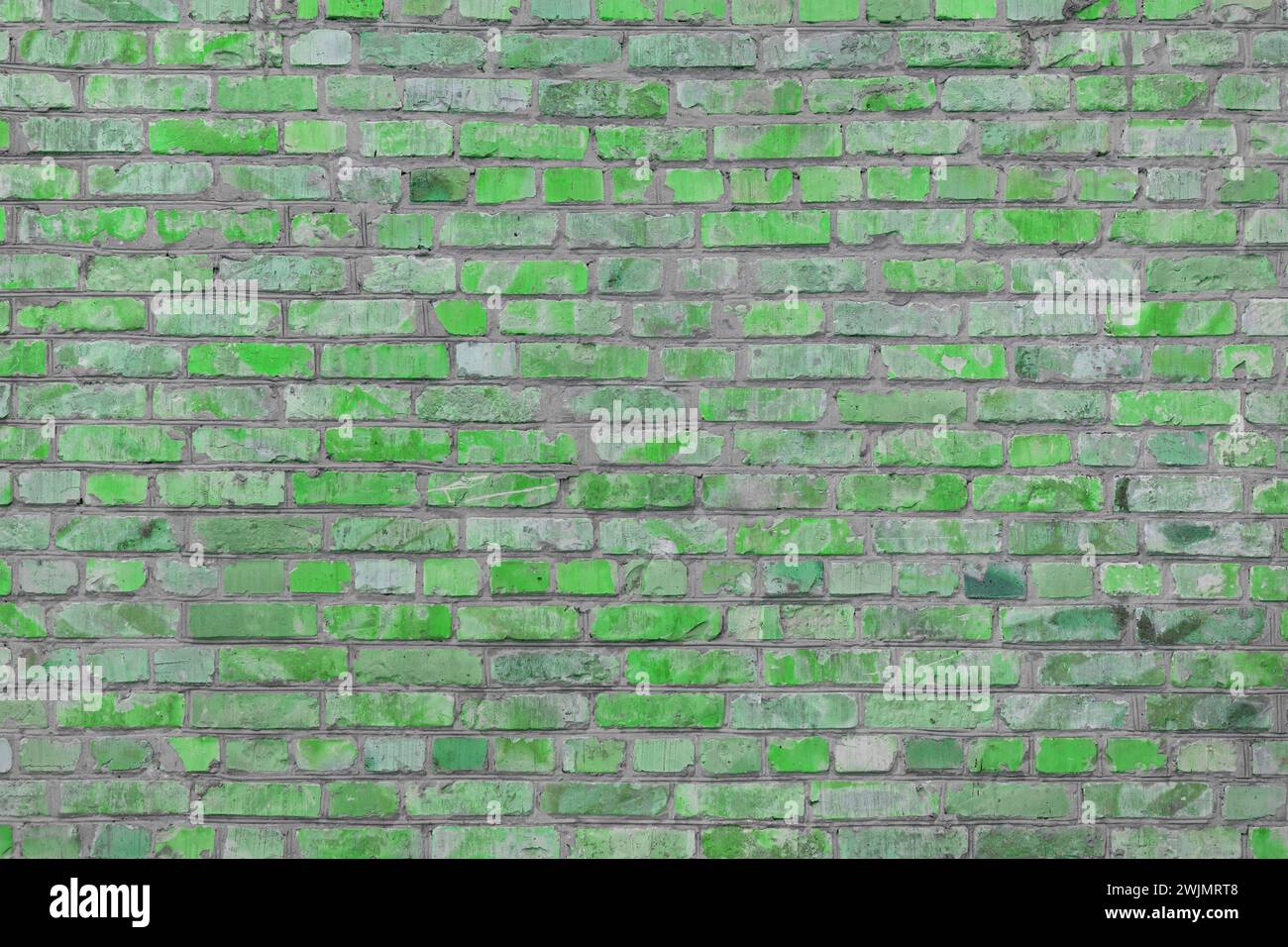 Old green painted brick wall texture background, architectural element, masonry, brickwork ...