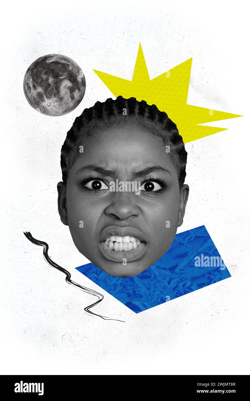 Vertical creative composite photo collage picture of angry furious mad ...