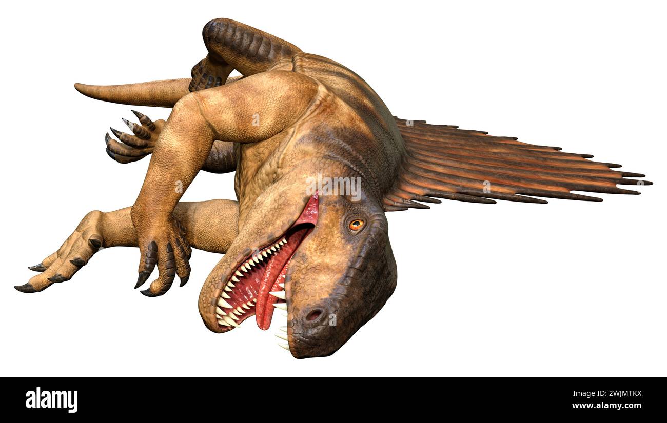 3D rendering of a dinosaur Dimetrodon isolated on white background ...