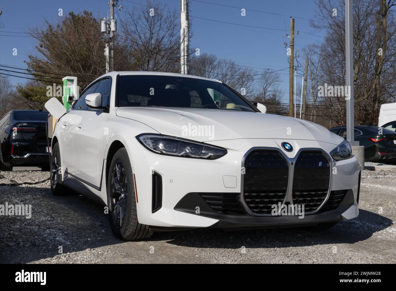 Indianapolis - February 11, 2024: BMW i4 eDrive35 display at a ...