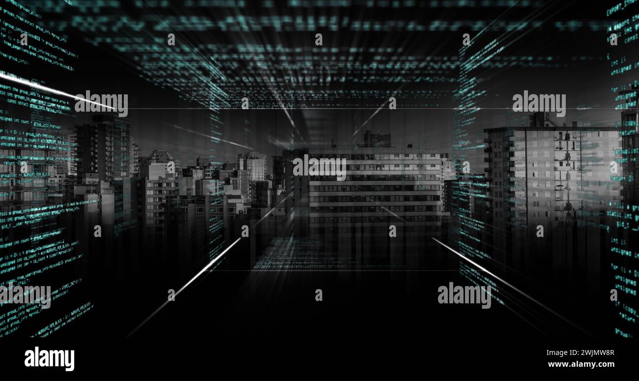 Image of data processing, cityscape and connections Stock Photo - Alamy