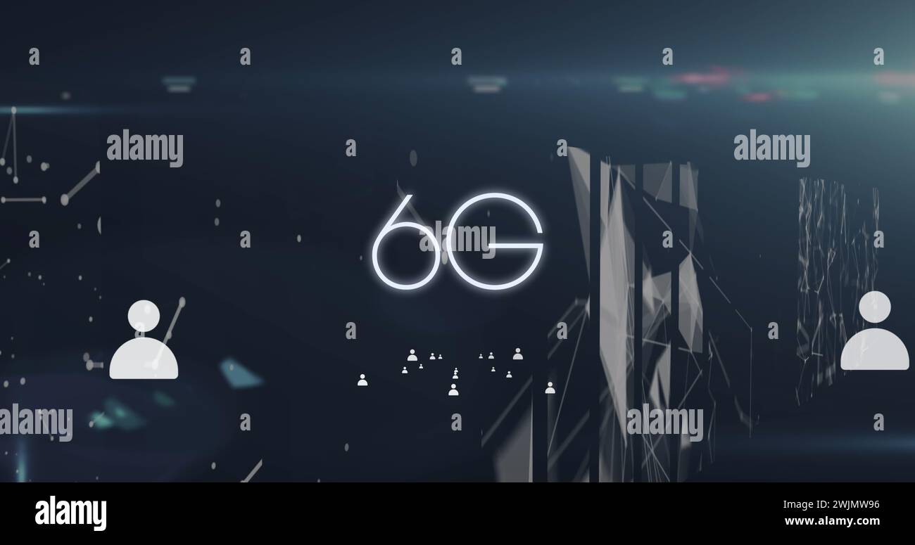 Image of 6g text, connections and computer data processing Stock Photo ...