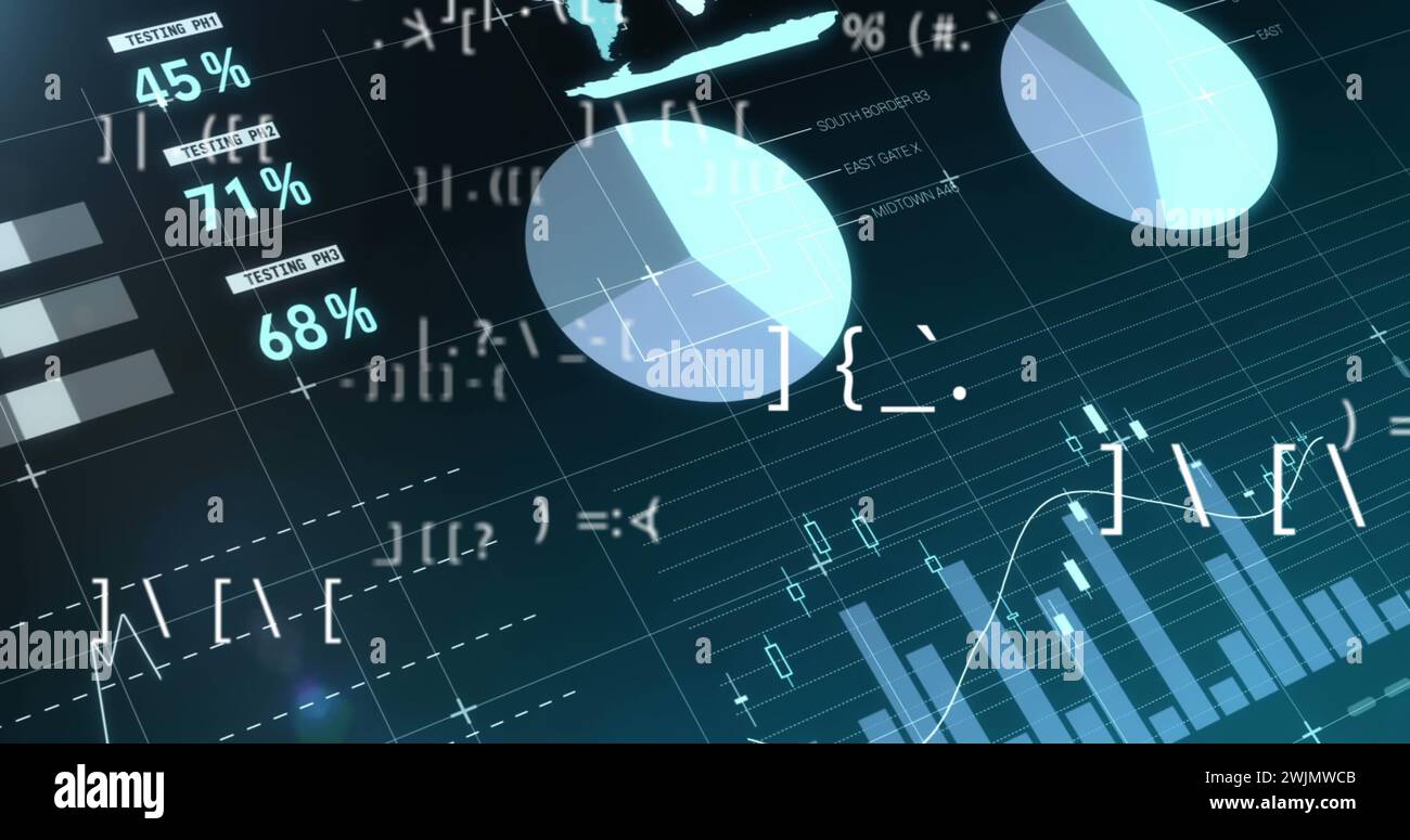 Image of digital interface with icons and data processing Stock Photo ...