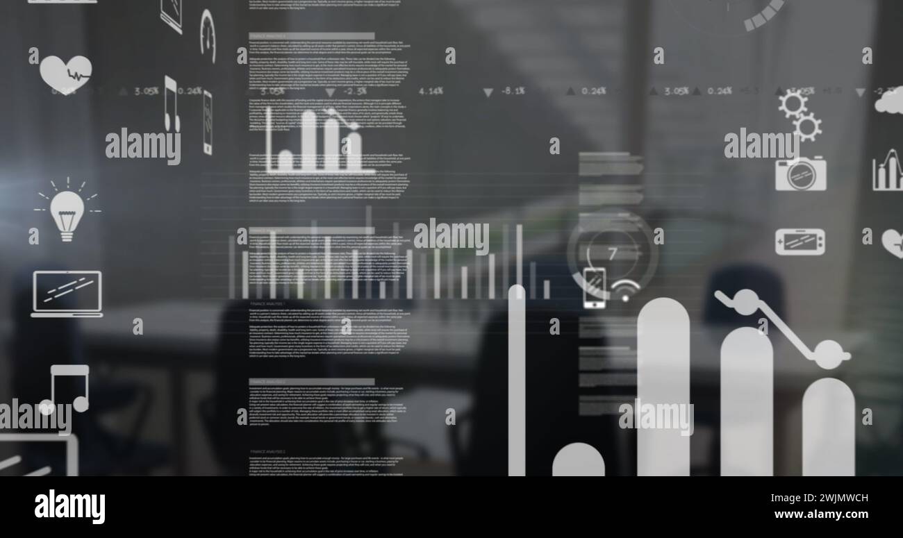 Image of digital interface with icons and data processing Stock Photo ...