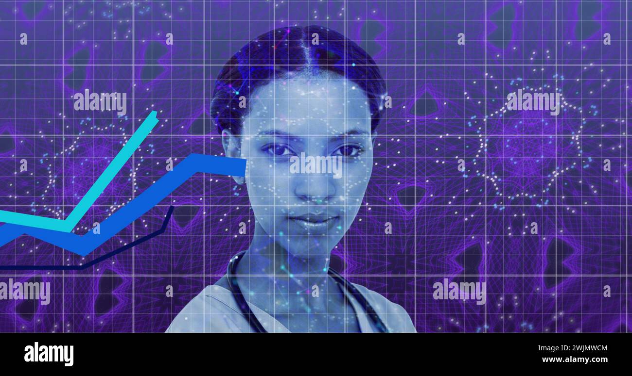 Image of digital interface with icons and data processing Stock Photo - Alamy