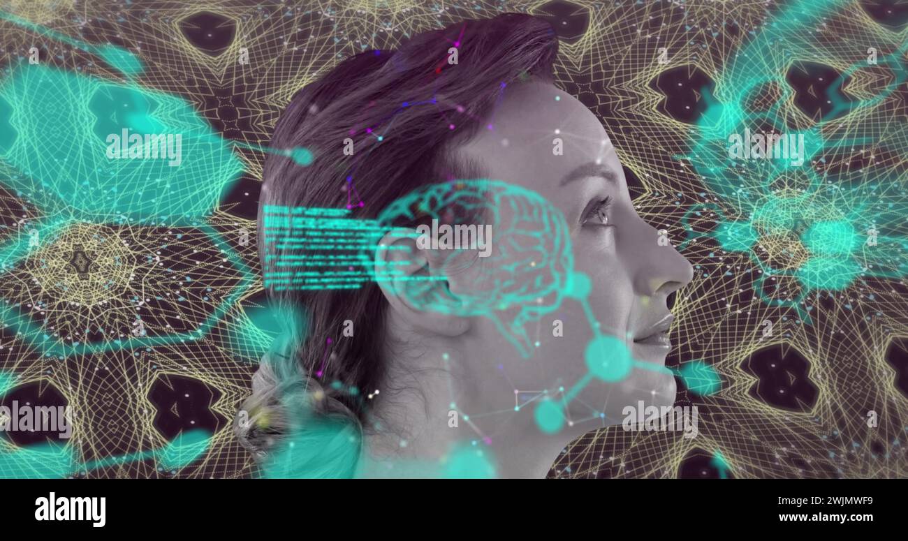 Image of digital interface with icons and data processing Stock Photo ...