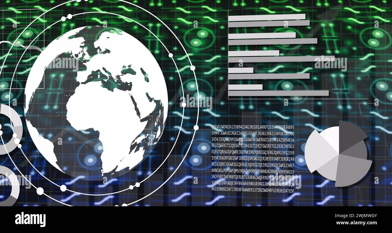 Image Of Connections And Data Processing Over Circuit Board And Globe