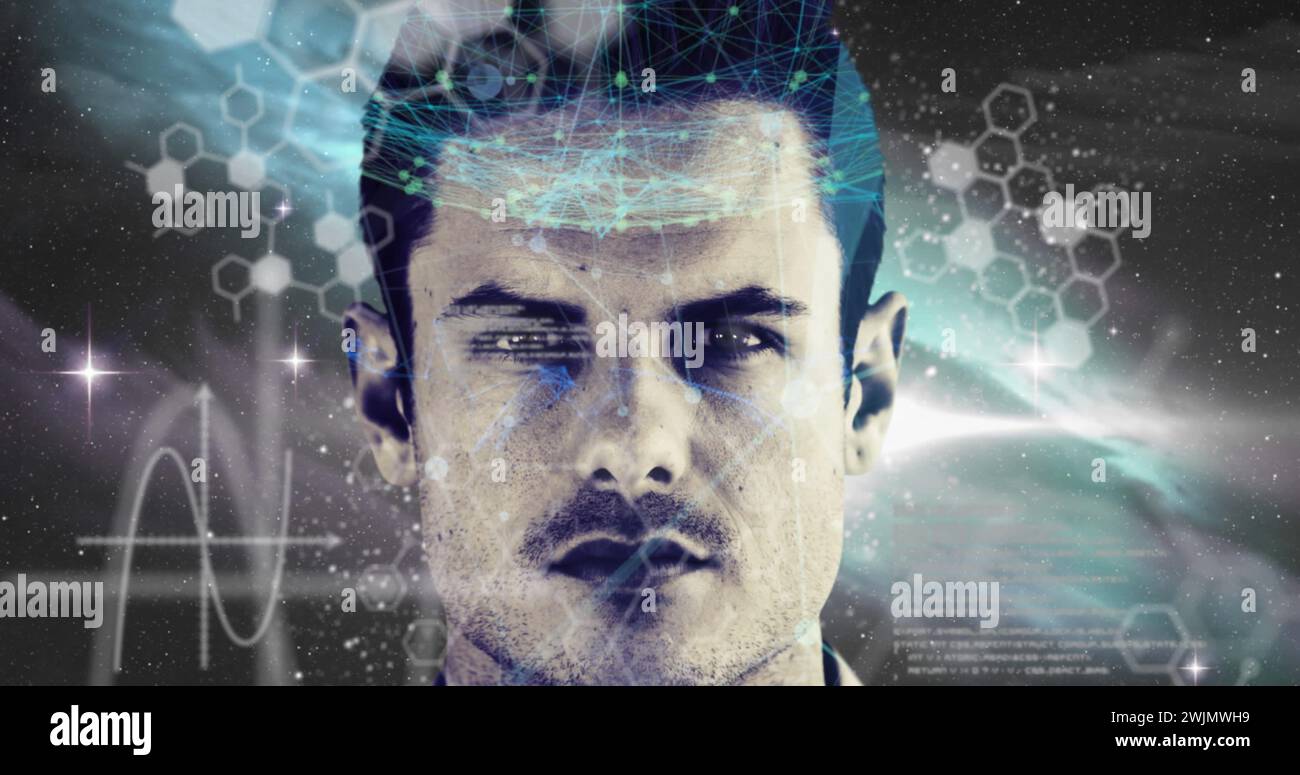Image of digital interface with icons and data processing Stock Photo - Alamy