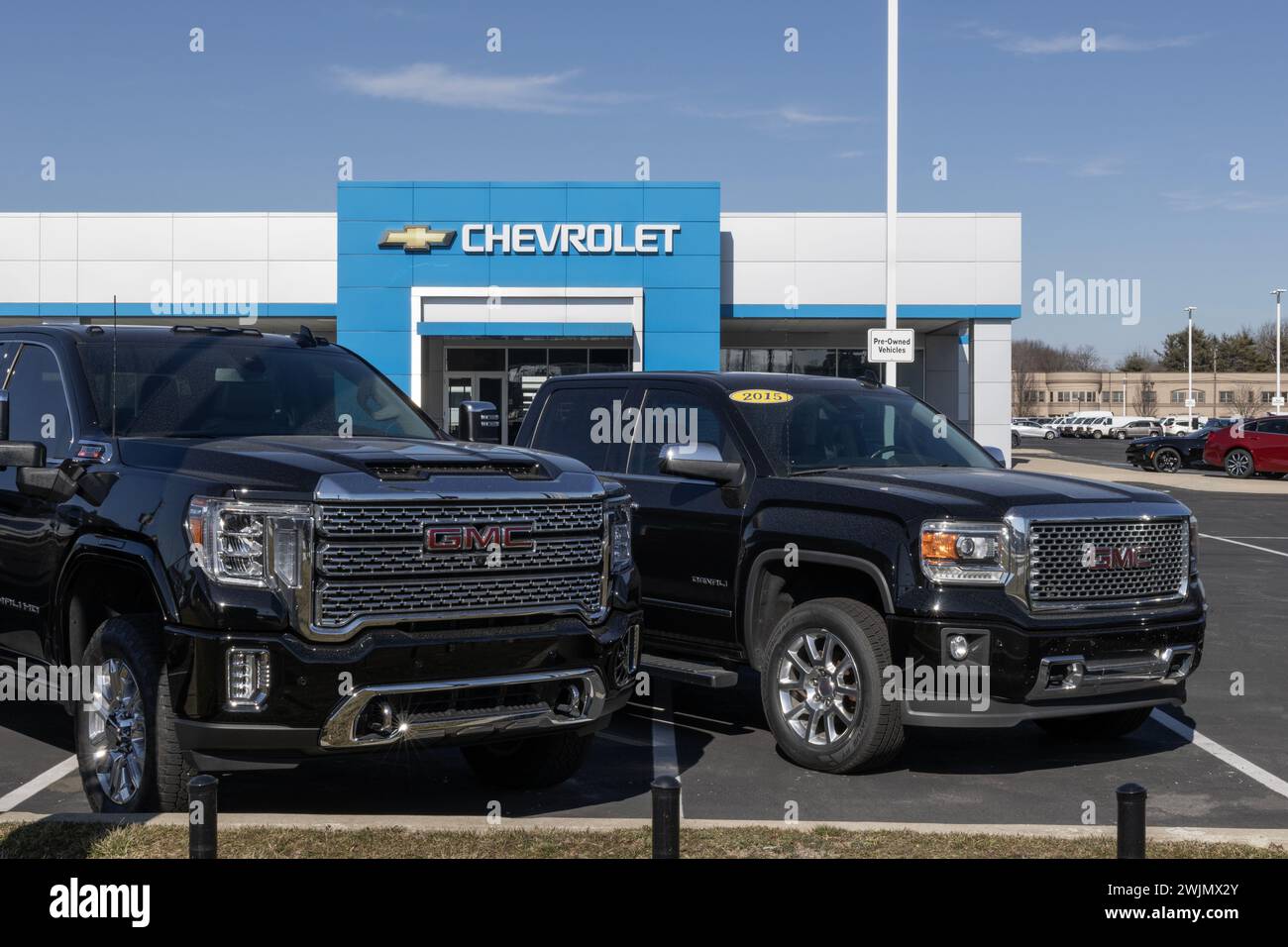 Indianapolis - February 11, 2024: Used pickup truck display at a ...