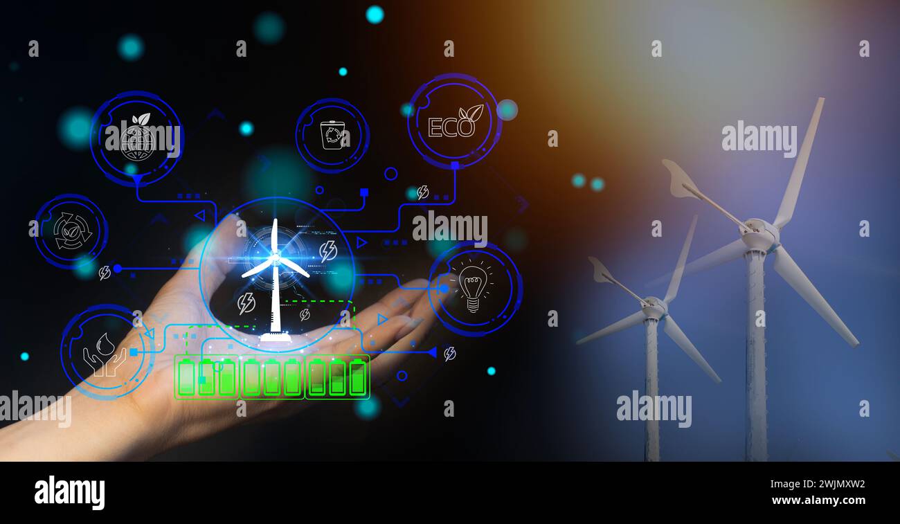 Technology for the environment Using environmentally friendly technology Engineer designs wind ...