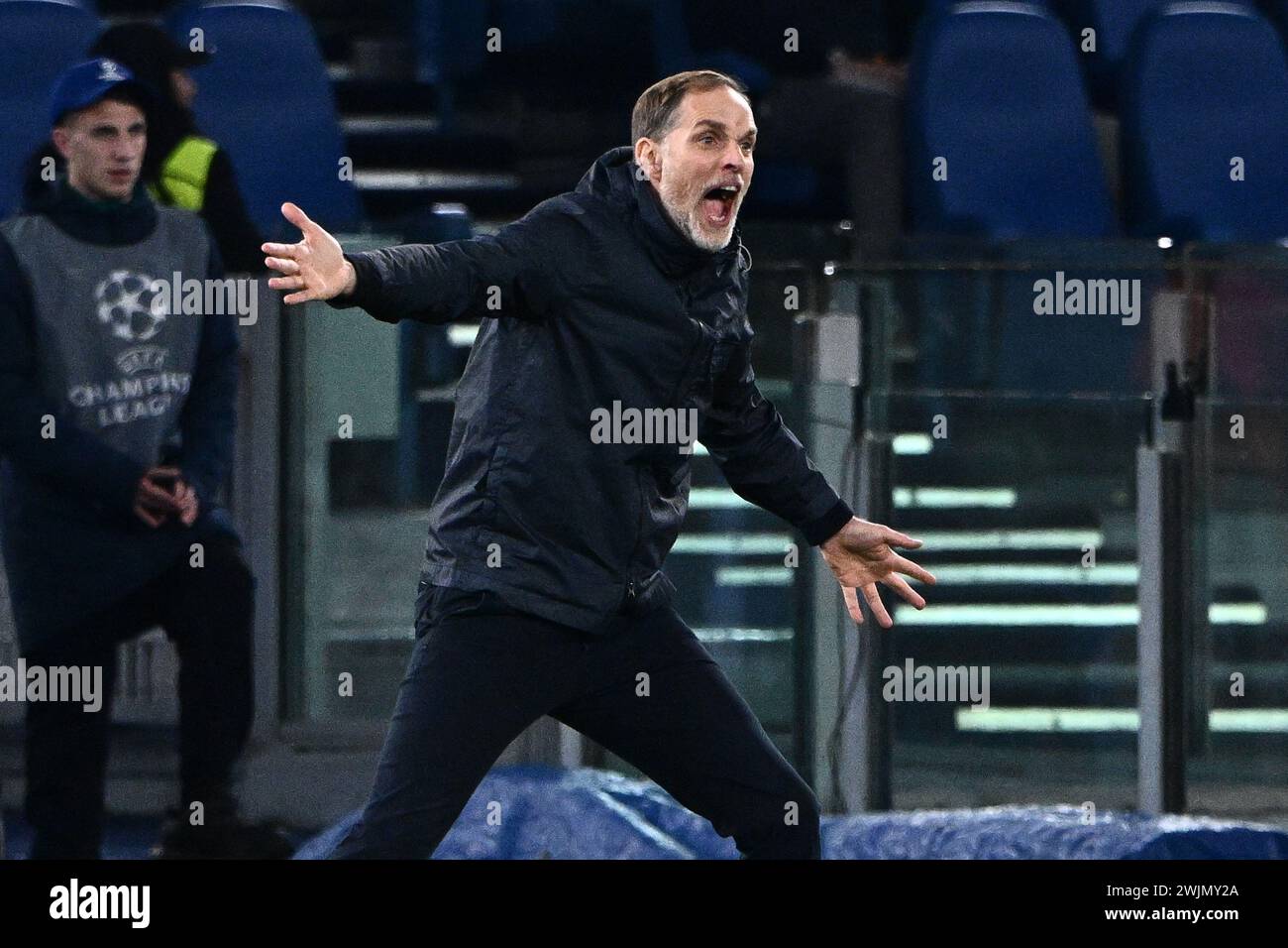 Thomas Tuchel head coach of FC Bayern Munchen gestures during between ...