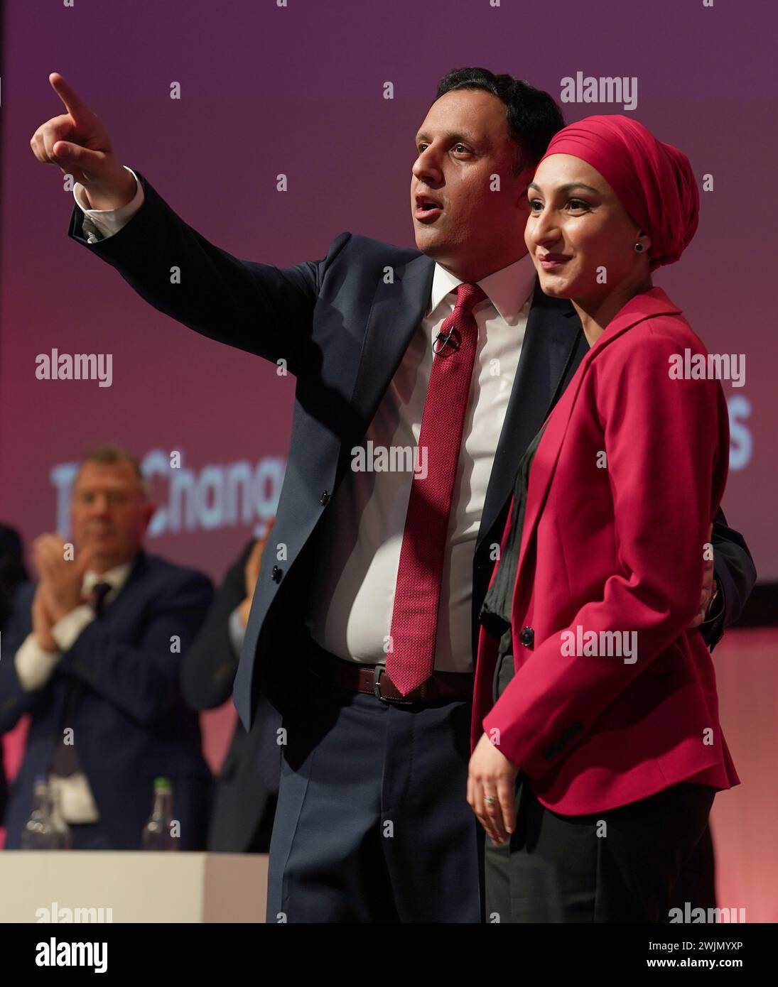 Scottish Labour leader Anas Sarwar alongside his wife Furheen after his ...