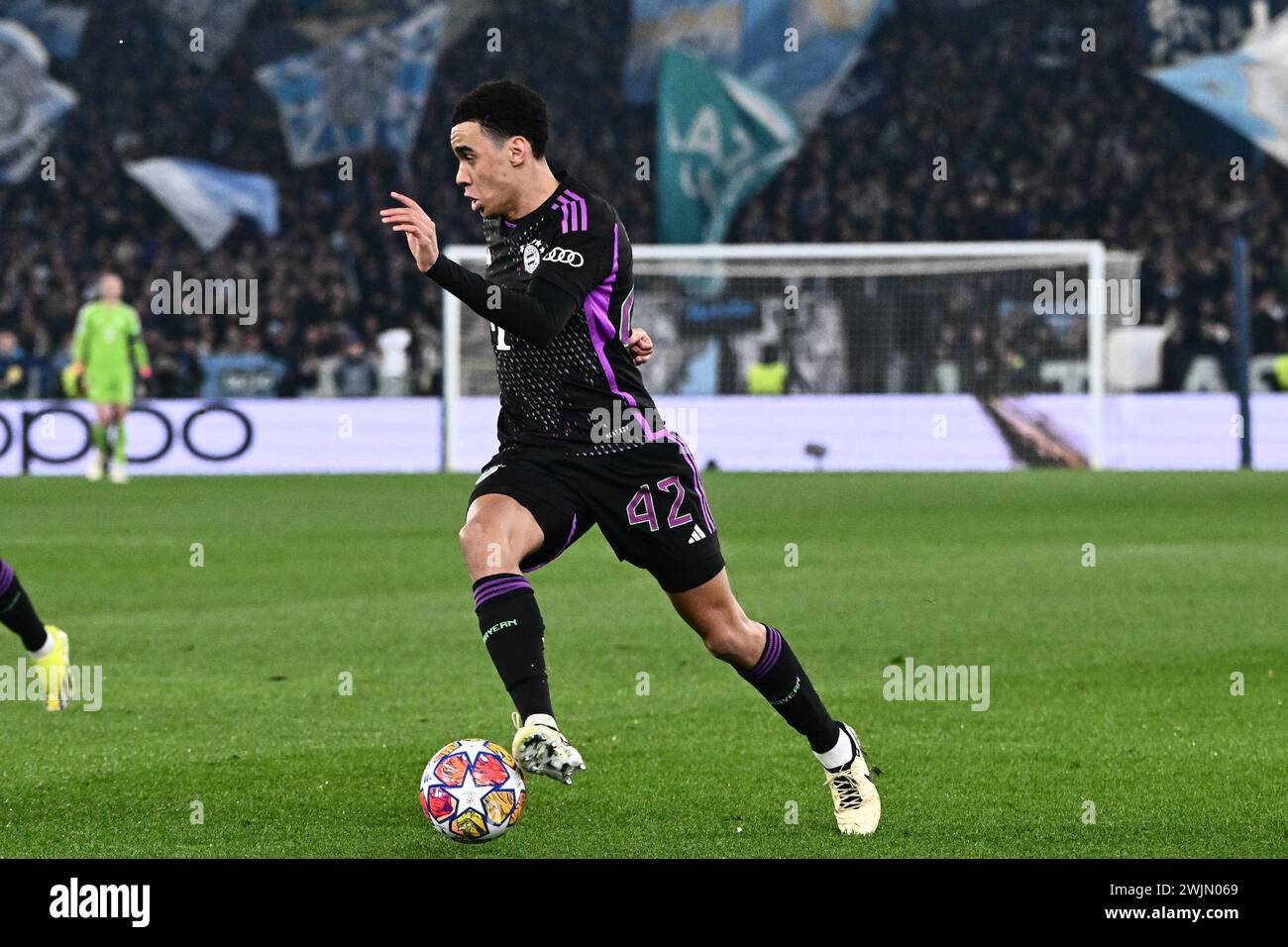 Jamal Musiala of FC Bayern Munchen in action during the Uefa Champions ...