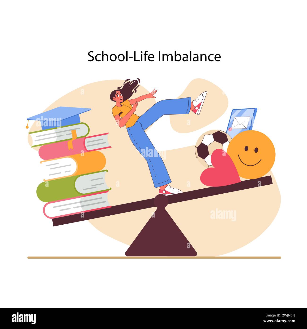 Educational stress concept. Student attempts to balance academic ...