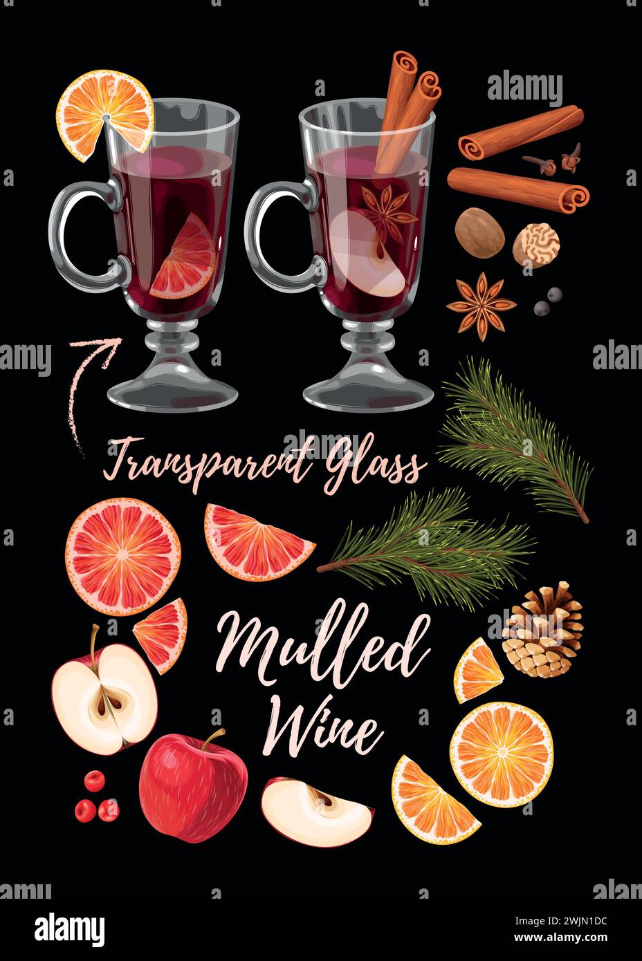 Mulled wine ingredients cinnamon Stock Vector Images - Alamy