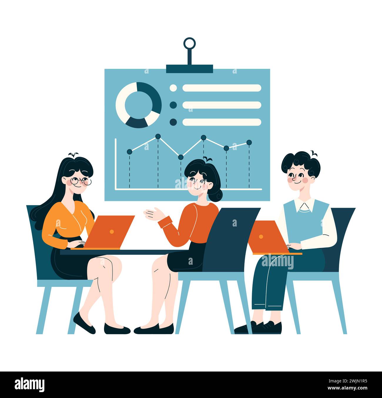 Business People concept. Analytical team evaluates data trends ...