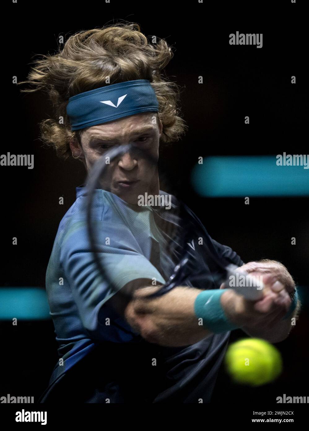 ROTTERDAM - Andrey Rublev (RUS) in action against Alex de Minaur (AUS ...