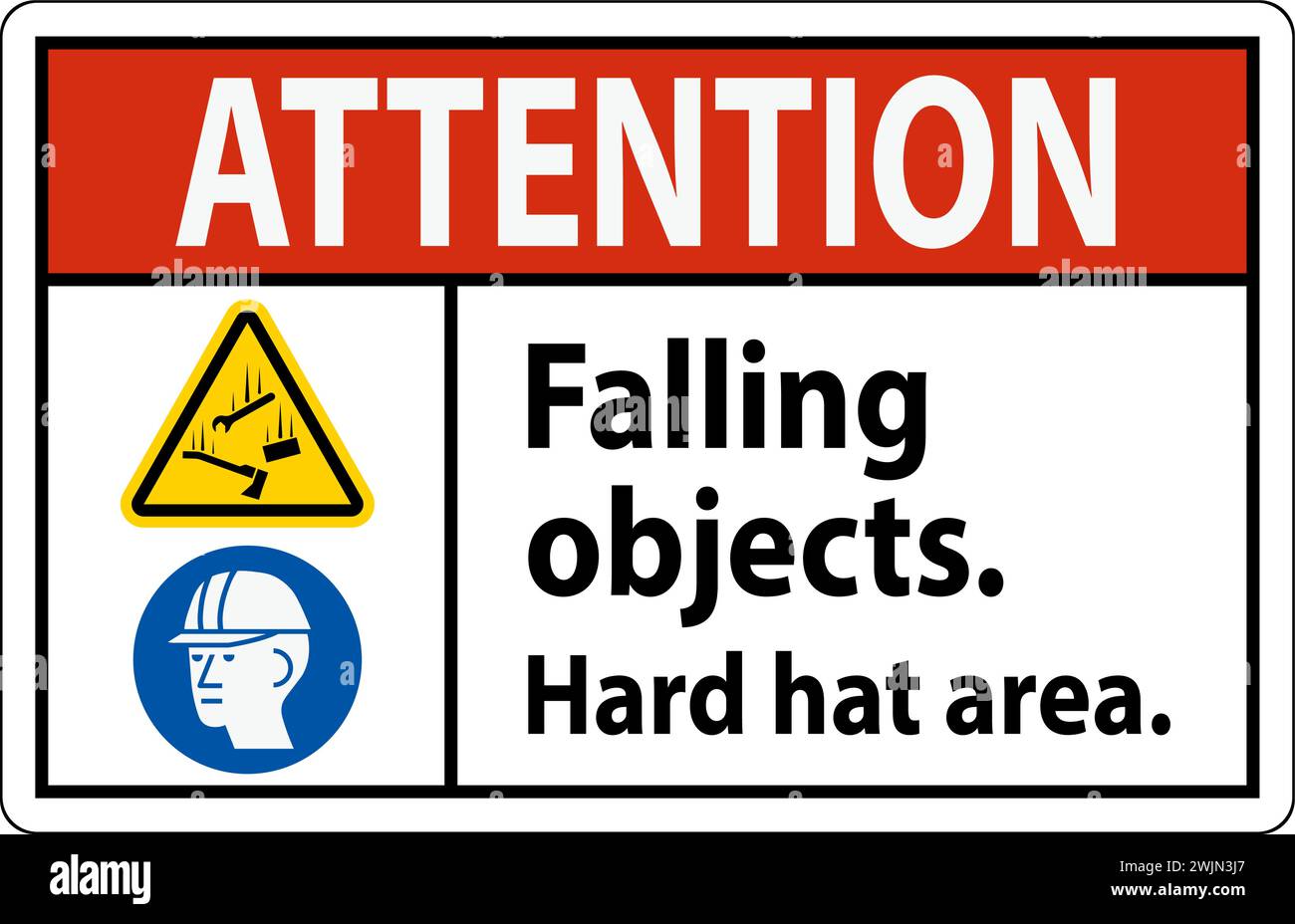 Attention Sign, Falling Objects Hard Hat Area Stock Vector Image & Art ...