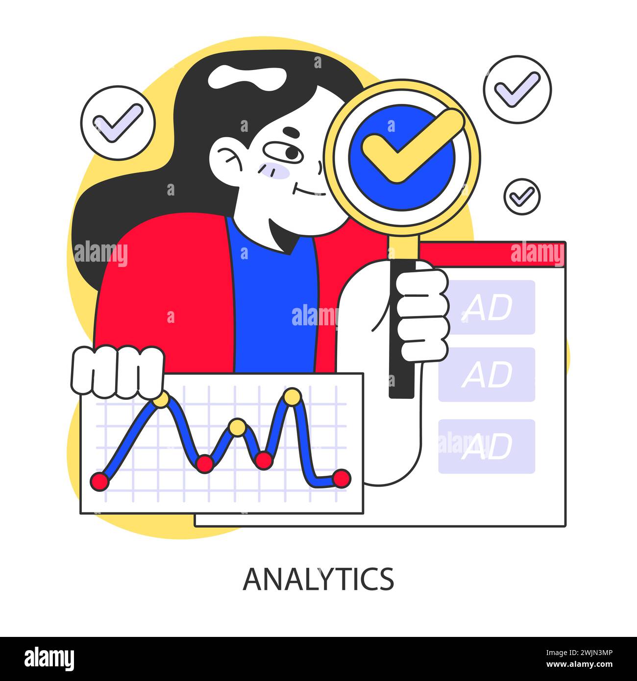 Advertising analytics concept. Evaluating ad performance with a keen ... Advertising analytics concept. Evaluating ad performance with a keen ...
