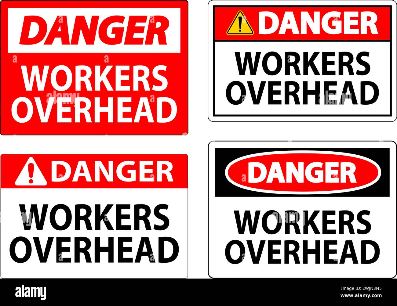 Danger Falling Debris Sign, Workers Overhead Falling Objects Stock ...