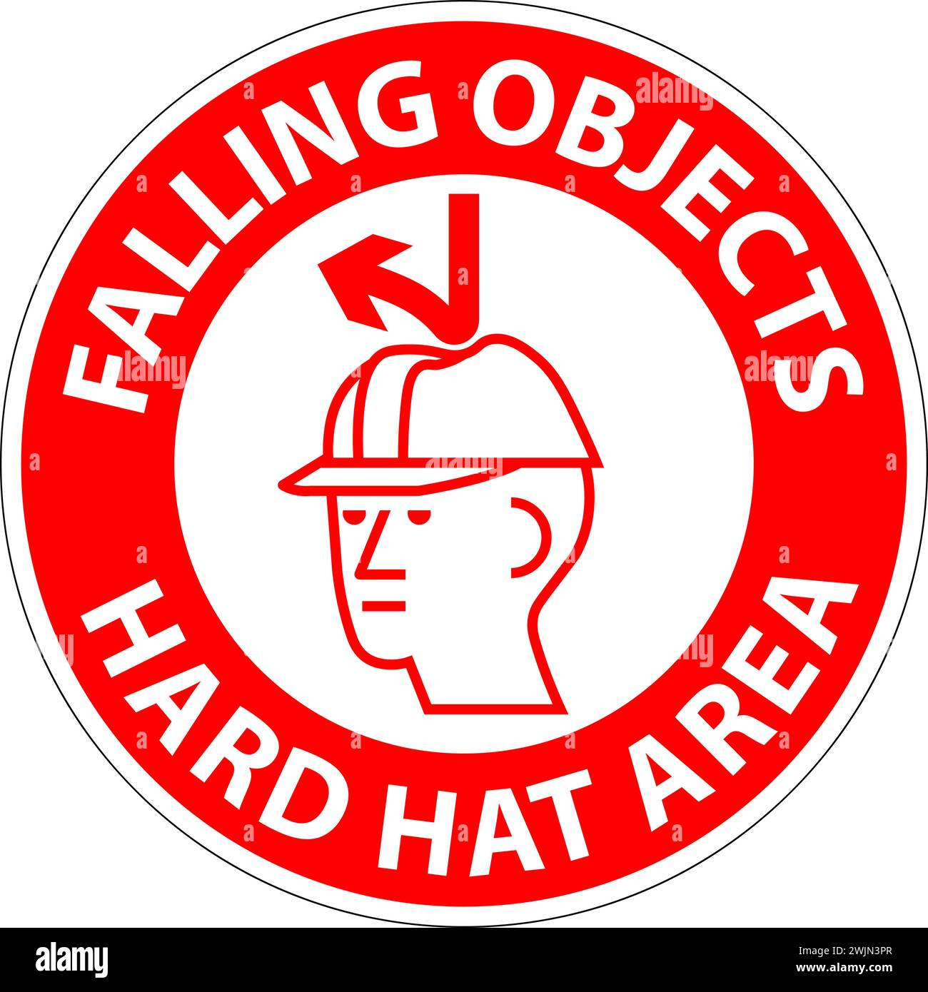 Danger Sign, Falling Objects Hard Hat Area Stock Vector Image & Art - Alamy