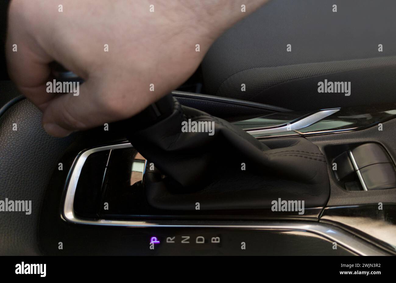 Driver putting parking gear. Gear selector for an automatic ...