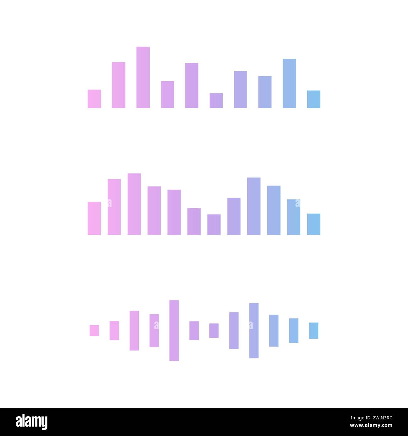 Sound wave simple design element set. Vector audio levels symbol ...