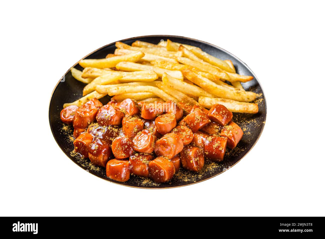 German currywurst meal, curry wurst with french fry served in a plate ...