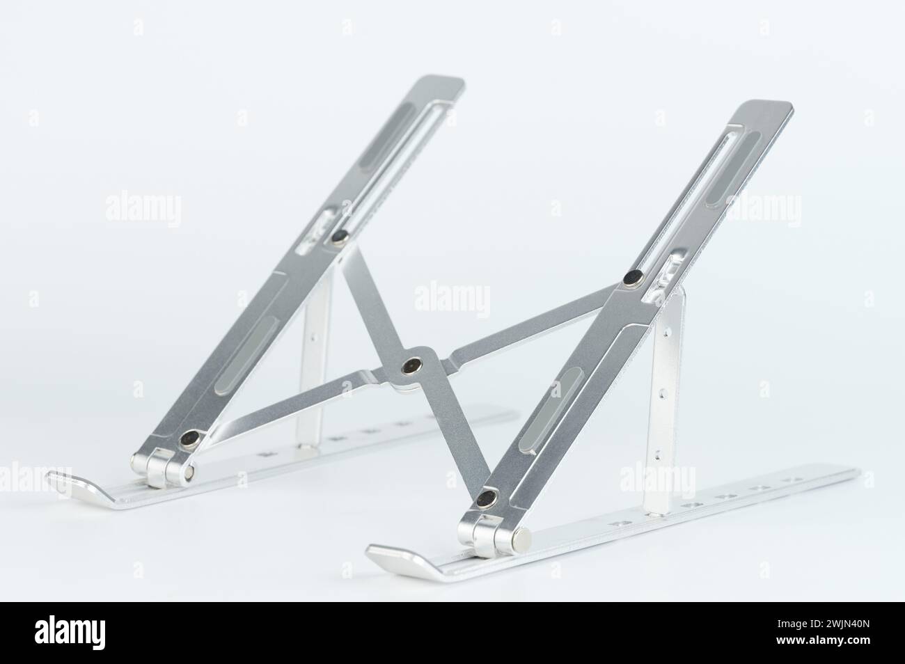 Metal support stand perspective view isolated on white studio ...