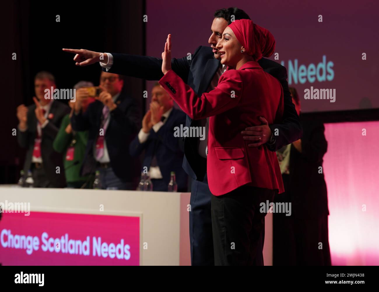 Scottish Labour leader Anas Sarwar alongside his wife Furheen after his ...