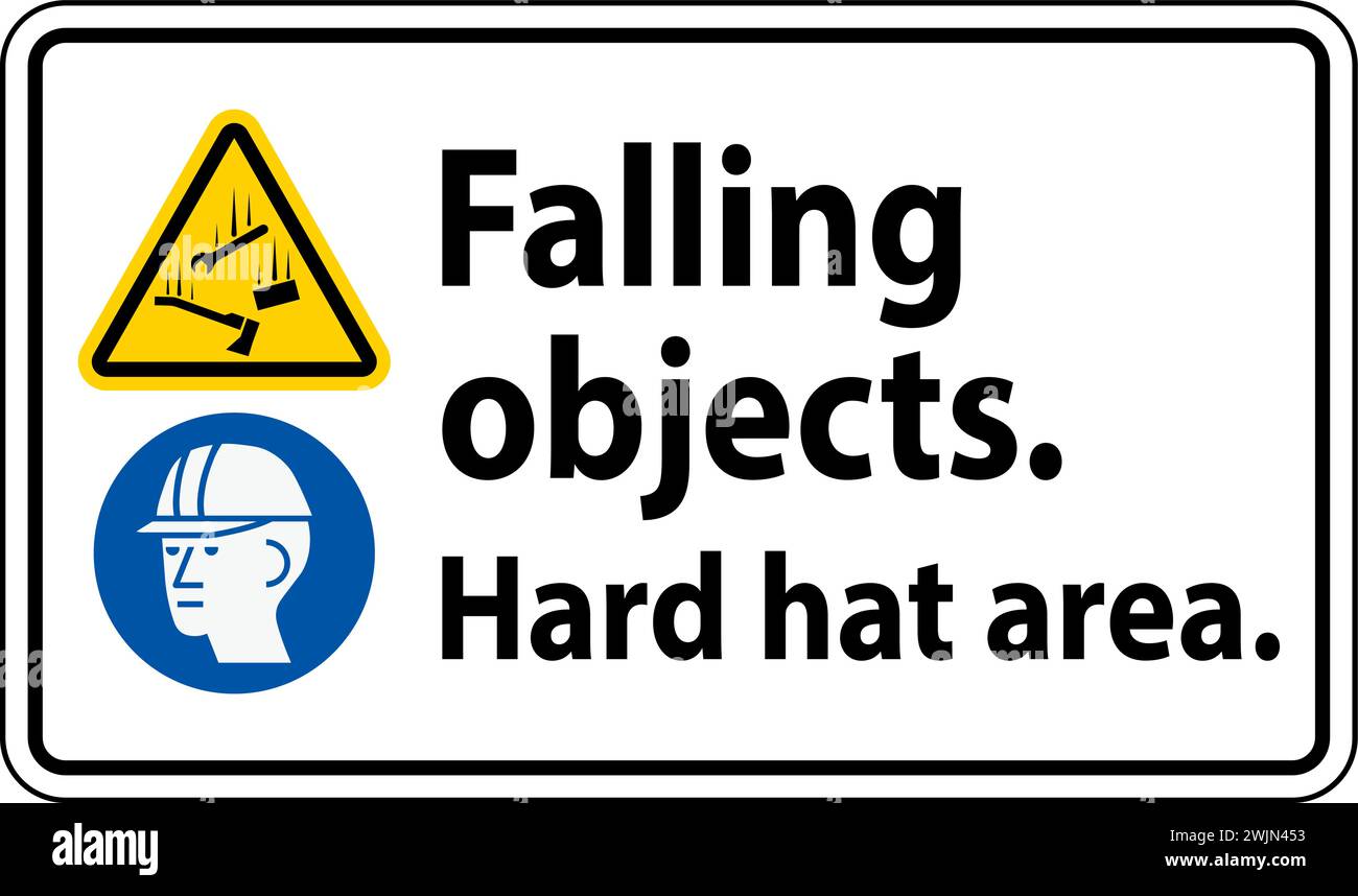 Warning Sign, Falling Objects Hard Hat Area Stock Vector Image & Art ...