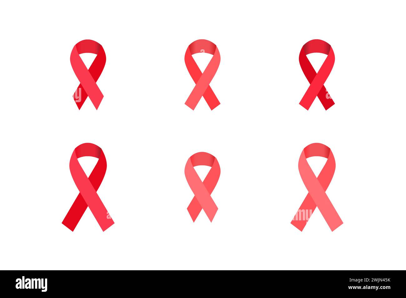 Awareness ribbon set. Red cause awareness isolated ribbons Stock Vector ...