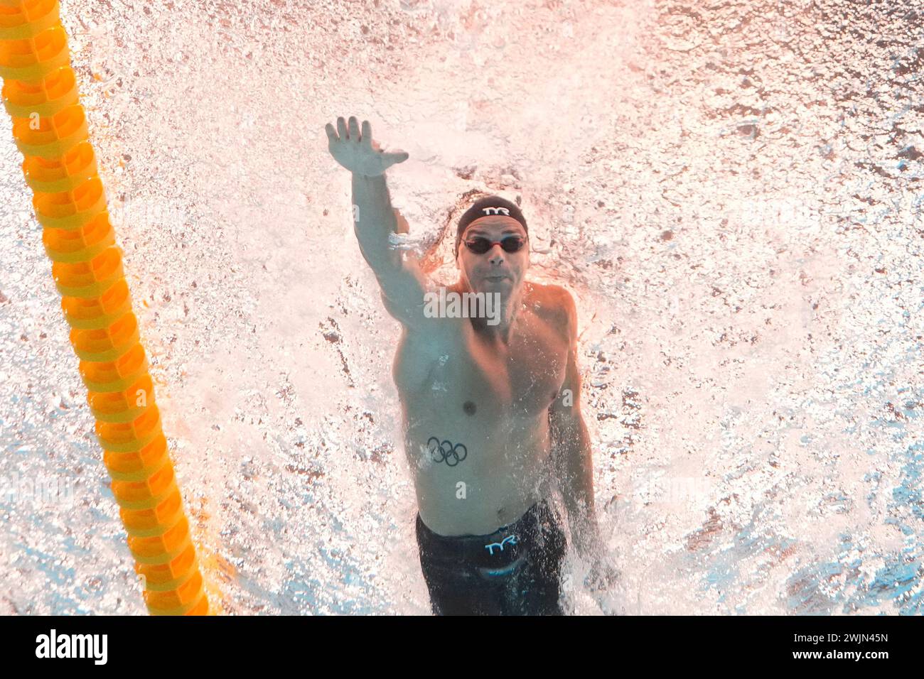 Michael Andrew of the United States competes in the men's 50-meter ...
