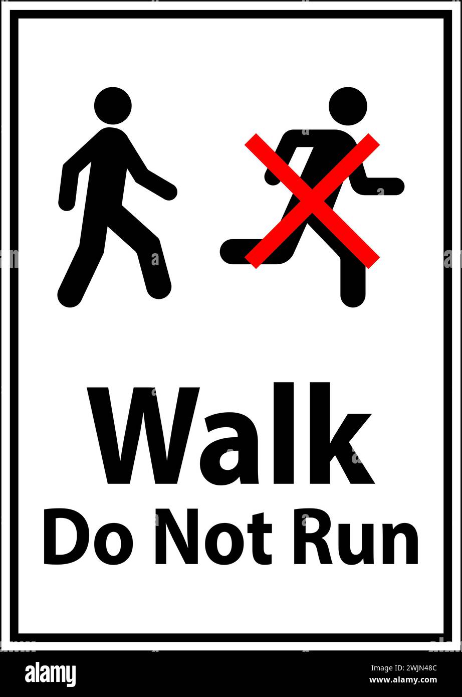 No Running Safety Sign, Attention - Walk, Do Not Run Stock Vector Image ...