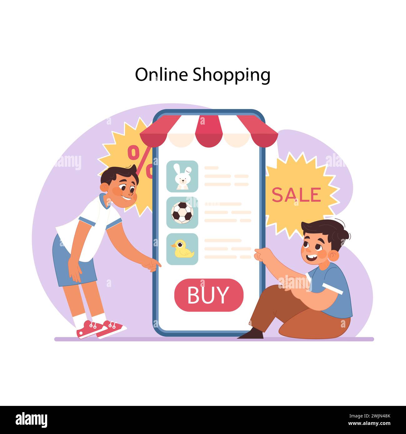 Digital deal delight concept. Kids experiencing the thrill of online ...