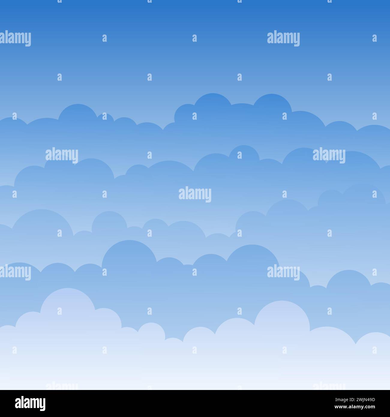 Sky and clouds vector illustration. Simple cartoon blue sky background ...