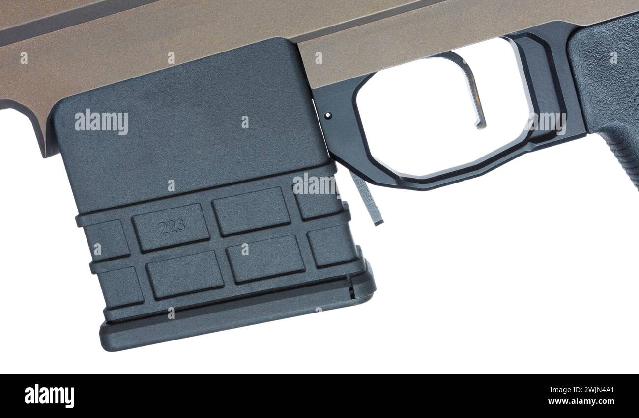 Trigger and magazine for .223 bore ammunition on a rifle with a ...