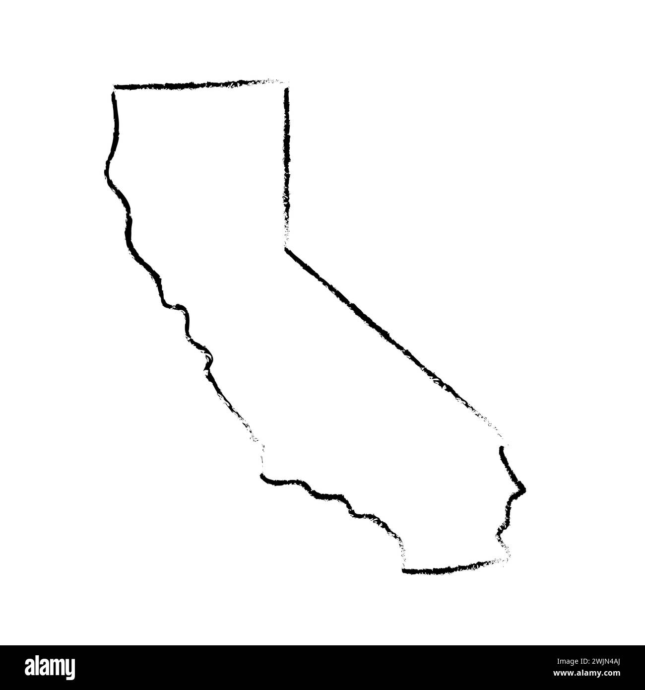 California hand drawn map. Simple US state outline sketch map. Doodle ...