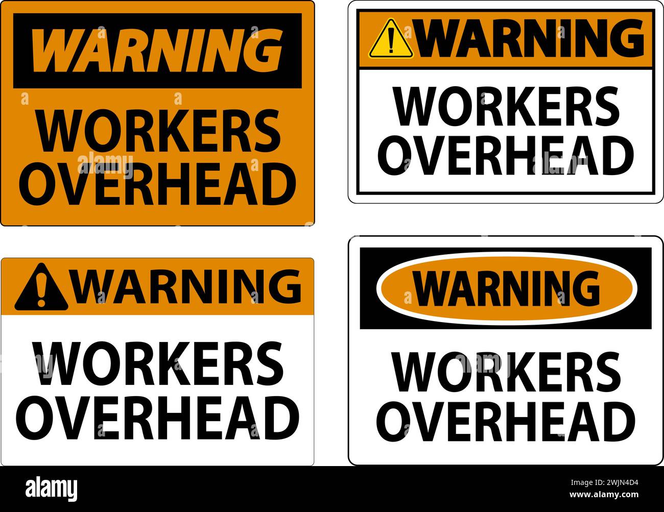 Warning Falling Debris Sign, Workers Overhead Falling Objects Stock ...