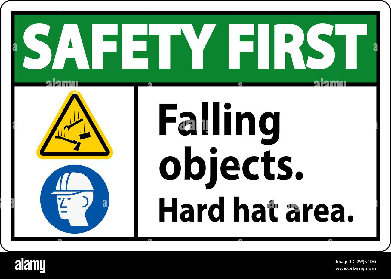 Safety First Sign, Falling Objects Hard Hat Area Stock Vector Image ...
