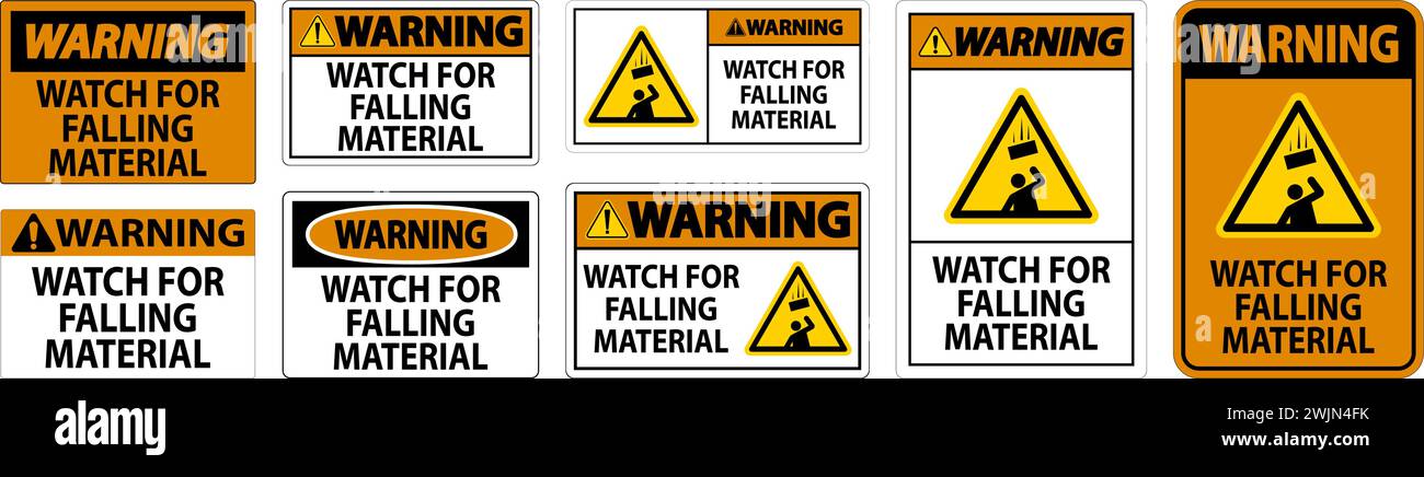 Warning Sign, Watch For Falling Material Stock Vector Image & Art - Alamy