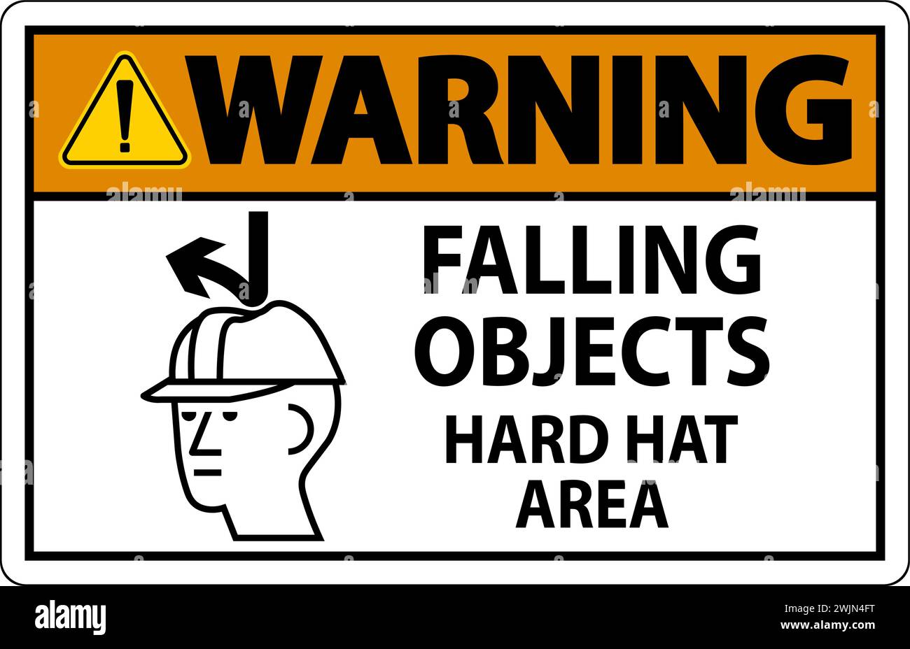 Warning Sign, Falling Objects Hard Hat Area Stock Vector Image & Art ...