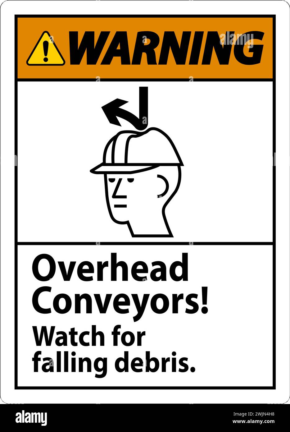 Warning Sign, Overhead Conveyors Watch For Falling Debris Stock Vector ...