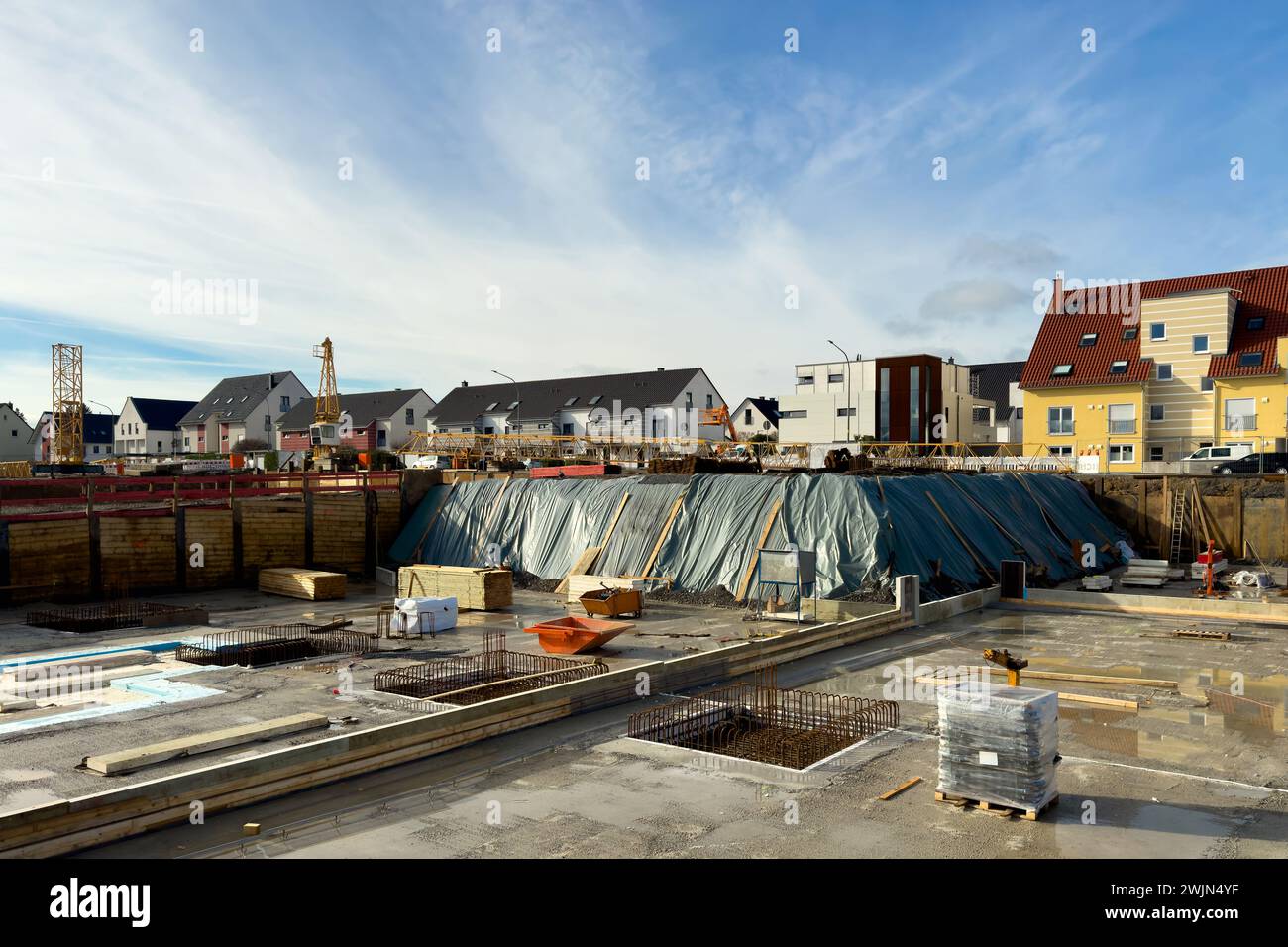 Construction site with the beginning of the construction of the ...